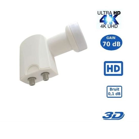 LNB Twin SR-2088, 0.1dB ,High Gain 70 DB !! - Tête Parabole Universelle Compatible Full HD 4K ...