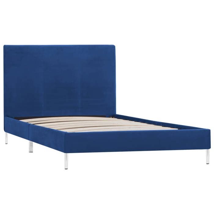 Simple LIT - SOLOMON - Cadre de lit 1 PLACE - sans matelas - bleu tissu ...