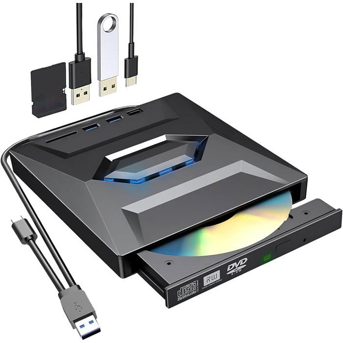 Lecteur Externe CD DVD USB 3.0 Type C,Lecteur de CD et DVD et Graveur Externe USB,Compatible ...