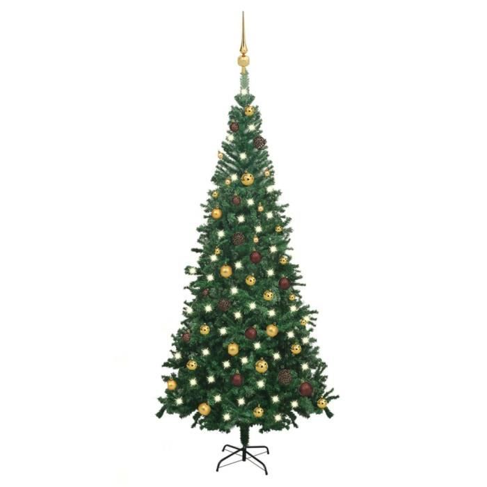 Arbre de Noël artificiel - WU - 240 cm - LED - Boules dorées - PVC et ...