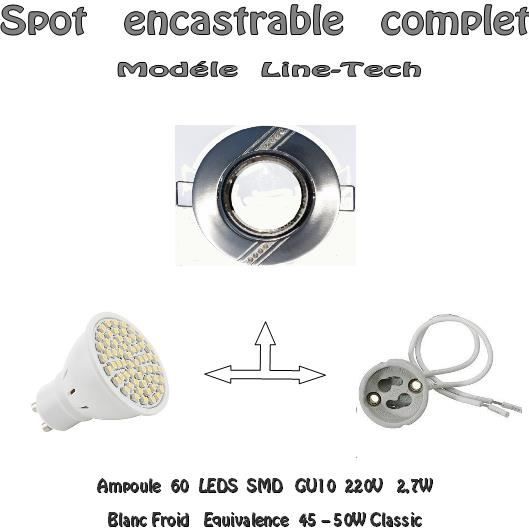 Spot Encastrable Complet Gu10 60 Led Blanc Froid Achat Vente Spots