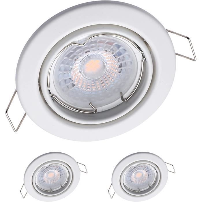 Oktaplex Lot de 3 spots orientables Dijon – avec module LED Nice 4,8 W 230 V 2700 K 380 lm Blanc ...