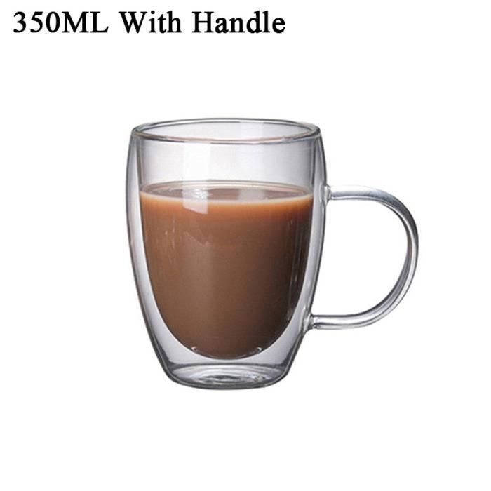 (350ML I/6PCS)2/3/4/6PCS 80-650ml Double Paroi En Verre Clair À La Main Résistant À La Chaleur ...