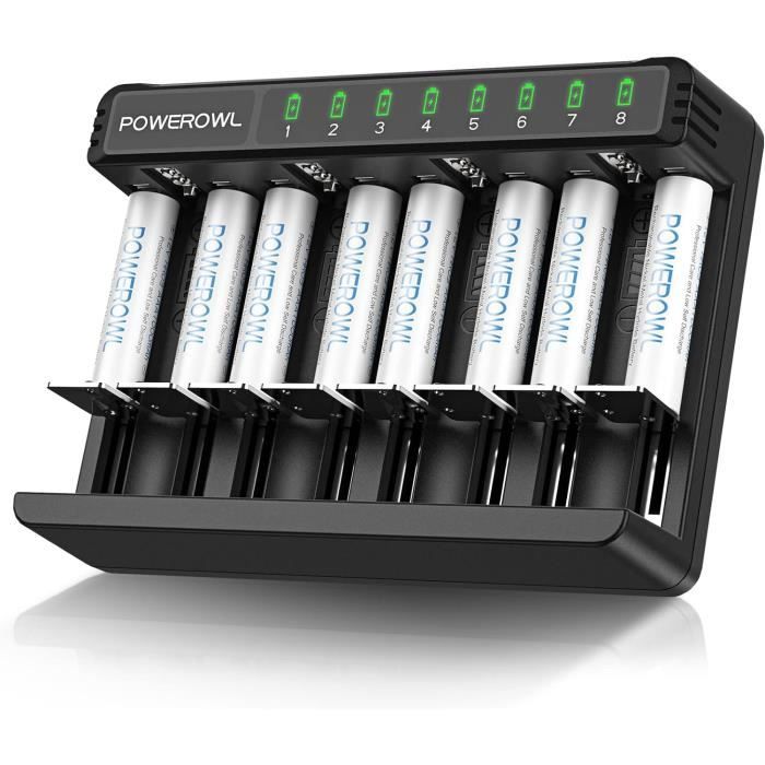 8 Slots Chargeurs De Piles Rechargeable Chargeur Piles Pour Ni-Mh Ni-Cd ...