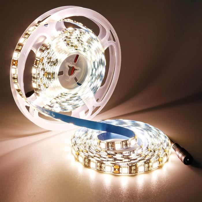 Ruban Led Blanc Chaud 3000-3500K, Noir Pcb 12V Smd 5050 300 Leds 5M ...