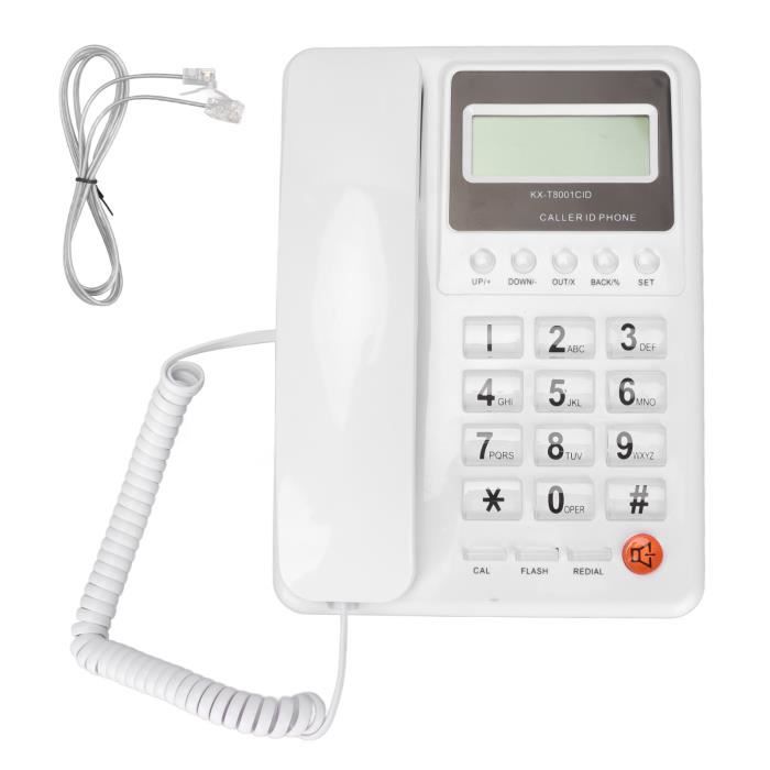 HURRISE Téléphone fixe avec identification de l'appelant KX‑T8001CID Téléphone filaire de bureau ...