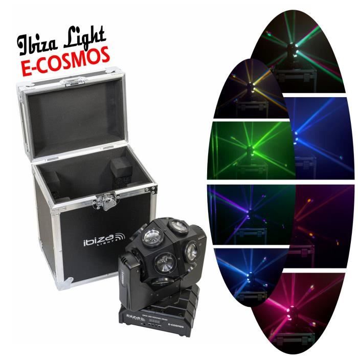 Pack Lyre Ibiza E-COSMOS LED DMX RGBW 12x10W - Flight Case Transport ...