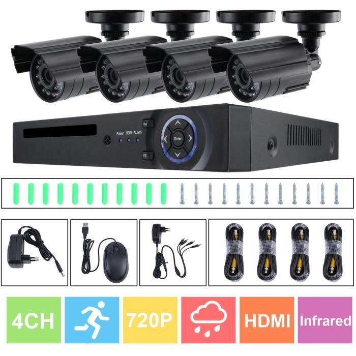 LESHP Caméra de Surveillance avec 4CH DVR + 4 X Caméra imperméable ...
