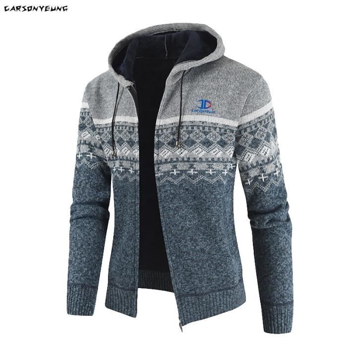 Gilet-cardigan,Pull à capuche en coton pour homme, pull de marque, mode ...