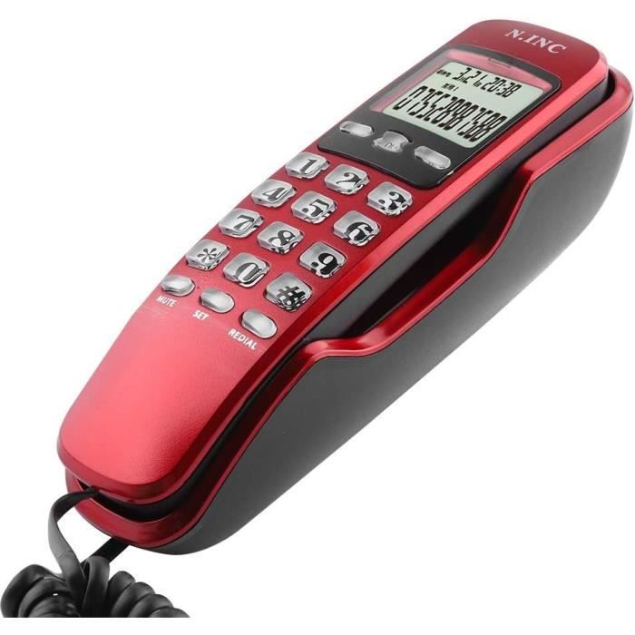 Téléphone Fixe Filaire, Téléphone Mural Ecran Lcd Dtmf-Fsk Affichage Id De L'Appelant Téléphone ...