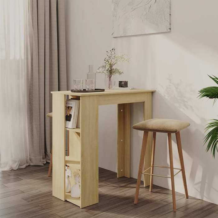 VidaXL Table de bar avec étagère Chêne sonoma 102x50x103,5cm Aggloméré ...
