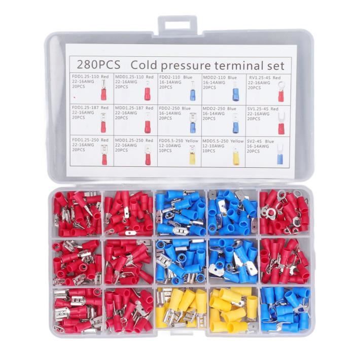 YOSOO Borne pressée à froid 280PCS Kit de Bornes Pressées à Froid Mle ...