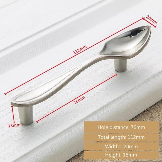 BOUTON DE MEUBLE,Spoon 76mm Nickle--Poignée de tiroir de bureau en ...