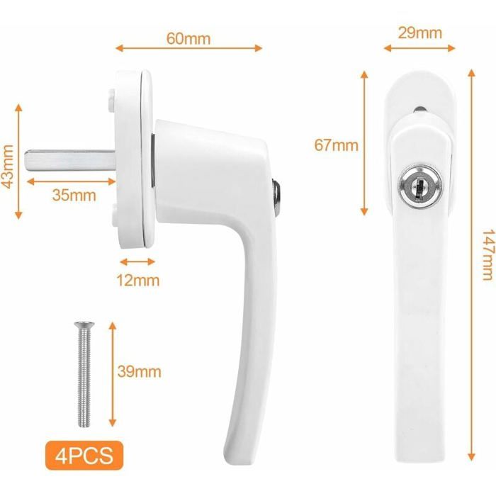 Poigne de Fentre Cl en Aluminium Verrouillable pour Scurit Enfant 2 PCS ...