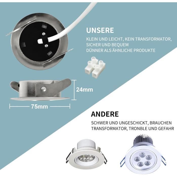 Lot De 6 Spots Encastrés Led 230 V 5 W Mini Spot Ultra Plat 60 Mm - 68 ...