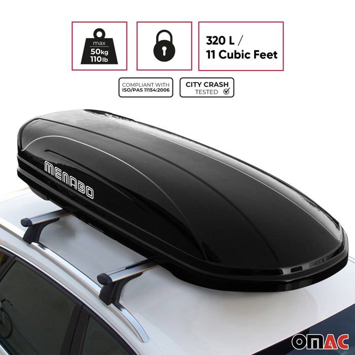 Menabo Coffre de Toit Mania 320 Noir Brillant - Cdiscount Auto