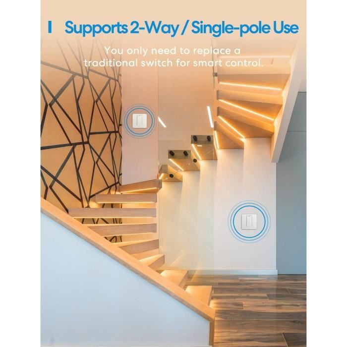 Interrupteur Va et Vient WiFi(FIL NEUTRE REQUIS),Interrupteur à 2 Voies ...