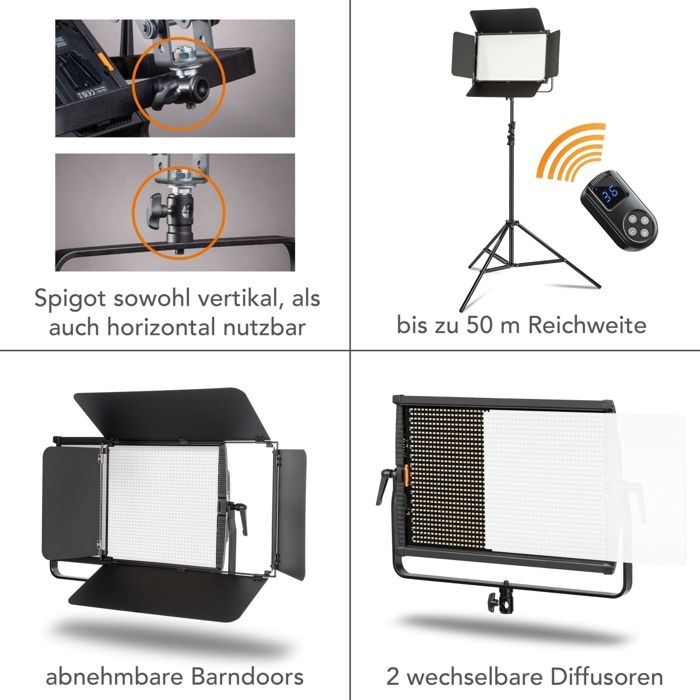 Walimex pro LED Niova 150-F Pro Set d'éclairage de surface avec 2x ...