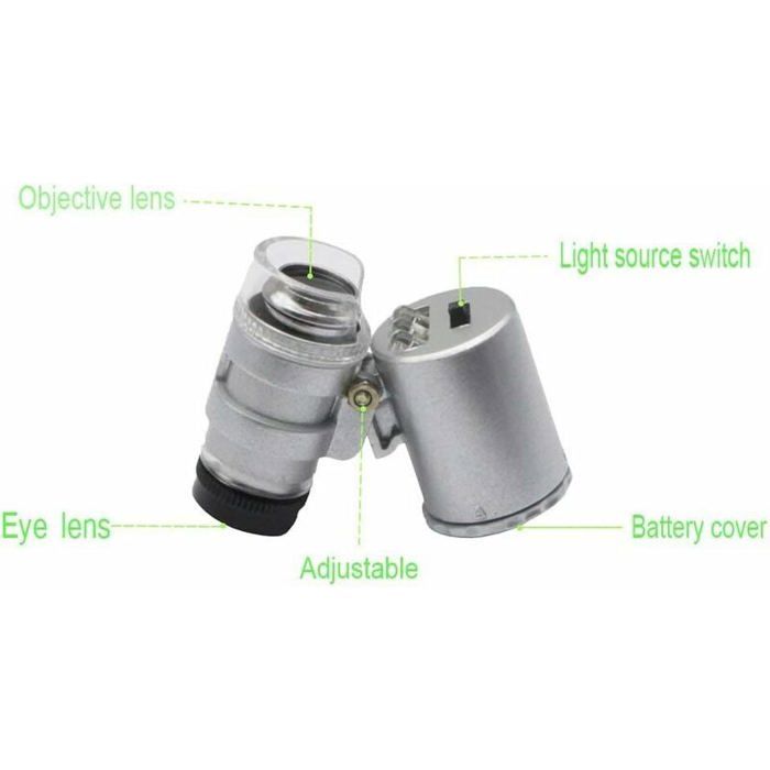 Mini loupe réglable de loupe de microscope de poche LED 60X avec loupe ...