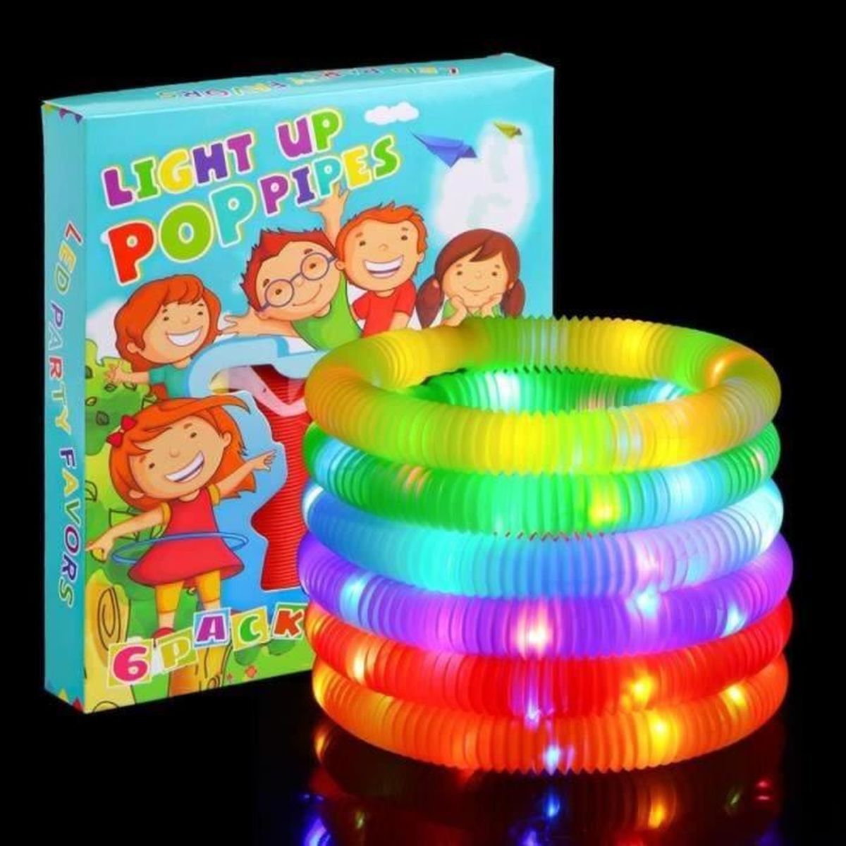 6pcs Pop Tube LED Couleur,Anti Stress Fidget Jouets Sensoriels ...