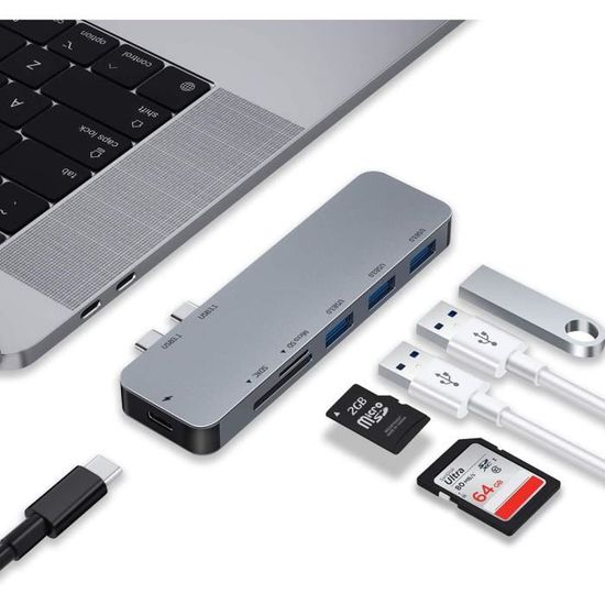 Hub USB C Macbook Pro-Air6 en 2 Adaptateur Macbook Pro vers 1 ...