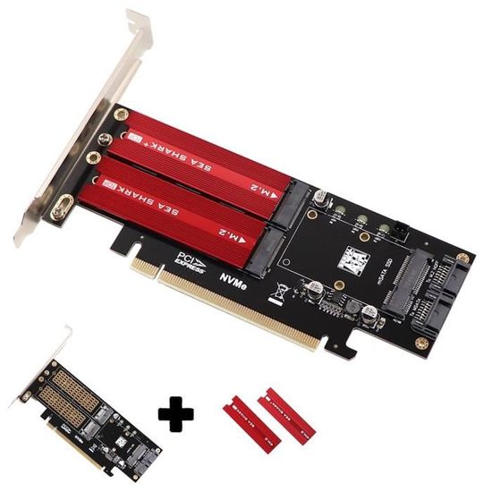 GRAY - Adaptateur NGFF et mSATA SSD 3 en 1, carte M2 NVME vers PCIe 16X-M.2, convertisseur SATA ...