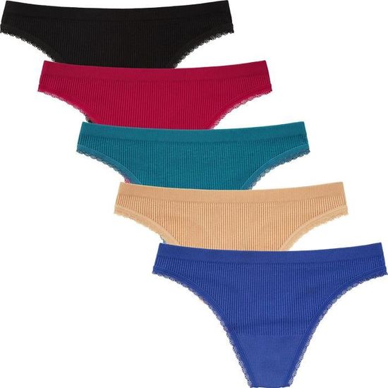 String Femme Sexy Chic sous-vêtement Nylon Côtelé Extensible Tanga ...