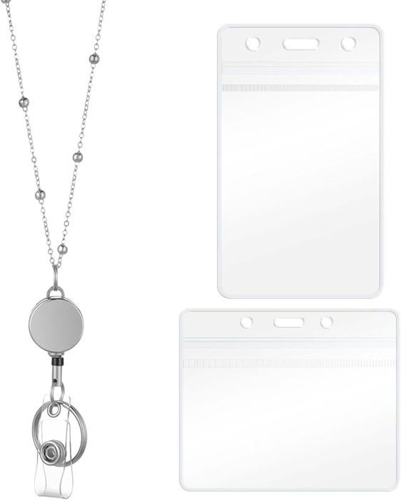 Cordon Badge Tour de Cou, Porte Badge Retractable, Porte Carte Collier ...