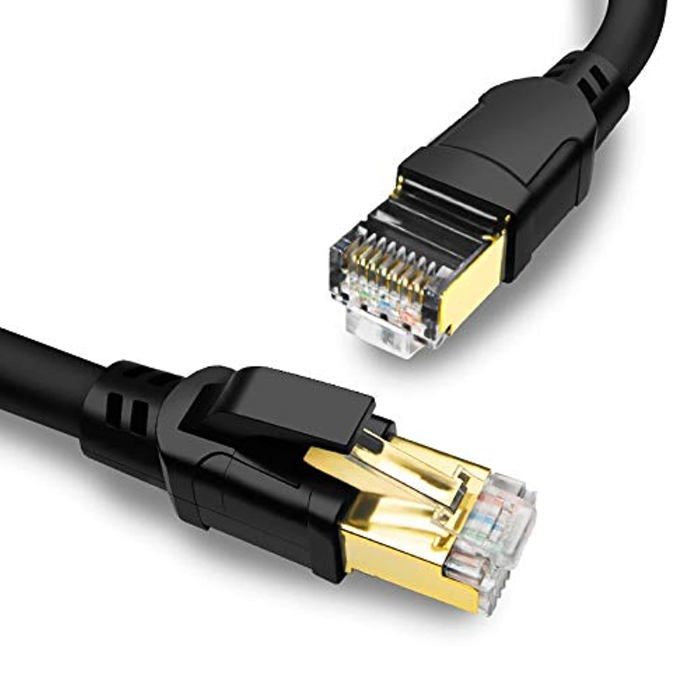 Cat 8 Cable Ethernet 5M RJ45 Câble Internet 40Gbps 2000MHz Super Débit Câble Réseau Blindé Lan S ...