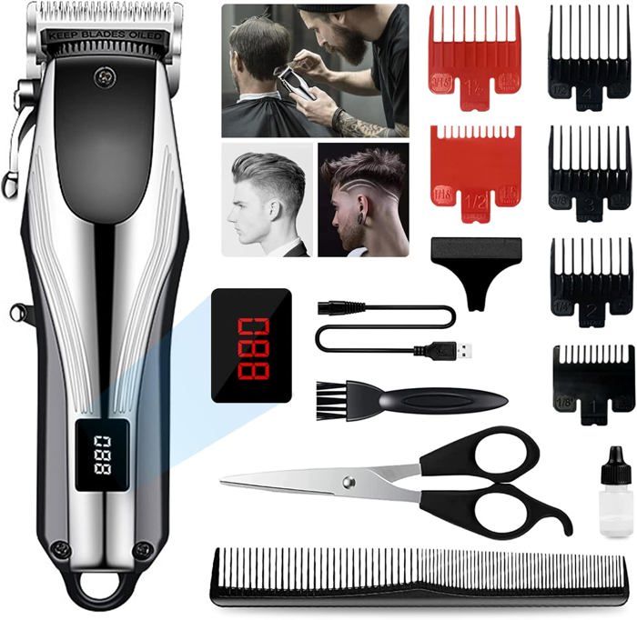 Tondeuse Cheveux Hommes, Kit Tondeuse Barbe Electriques Professionnelle, Sans Fil Tondeuse À ...