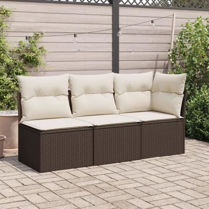Atyhao Canap D angle De Jardin Avec Coussins Marron R sine Tress e Atyhao Canap D angle De Jardin Avec Coussins Marron R sine Tress e