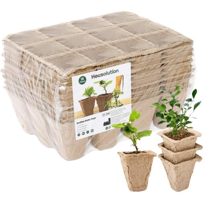 Pots Biodégradables,Pot de Semis avec 12 Compartiments (10 Pièces ...