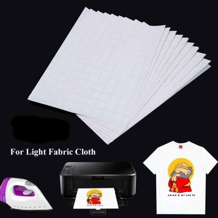 10pcs Feuille A4 T-Shirt Jet D'encre Papier Transfert pour Imprimante ...