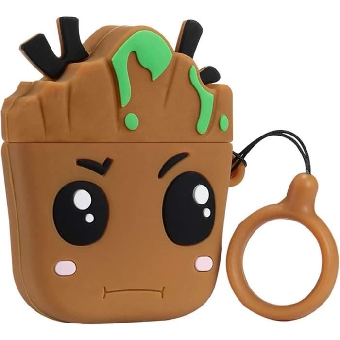 Etui pour AirPods 1/2 - Cute Case - Groot 3D - Silicone Haute Qualité - Marron - Confortable et ...