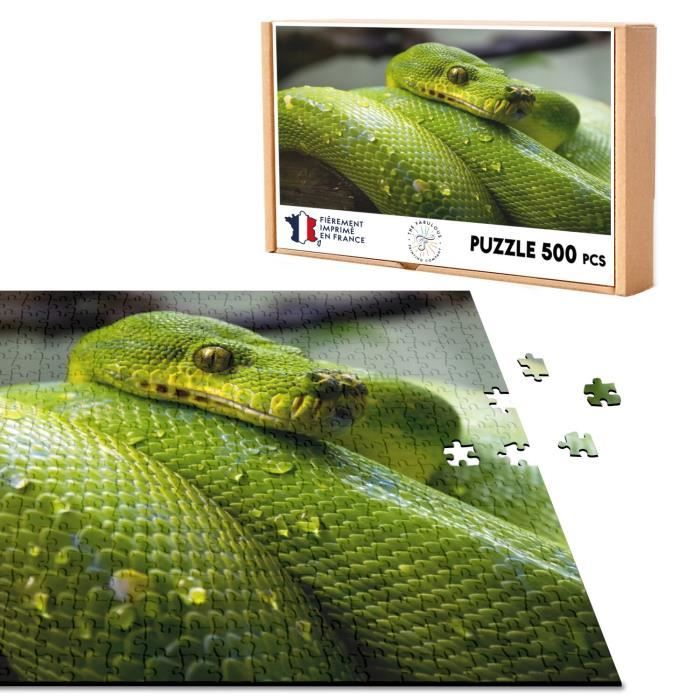 Puzzle Classique 500 pièces Python Vert Sublime Serpent Photo Nature ...