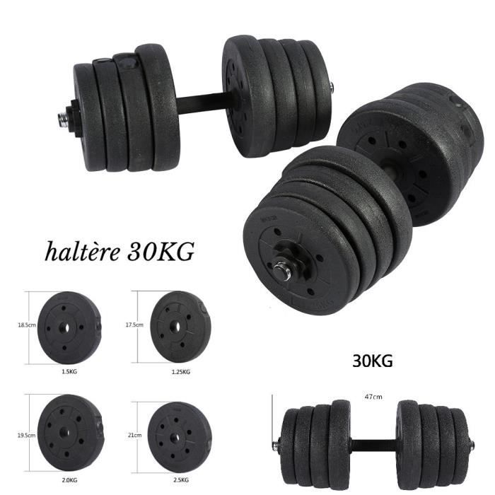 CES Haltères Musculation Gym Entraînement 30KG réglables de 16PCS ...