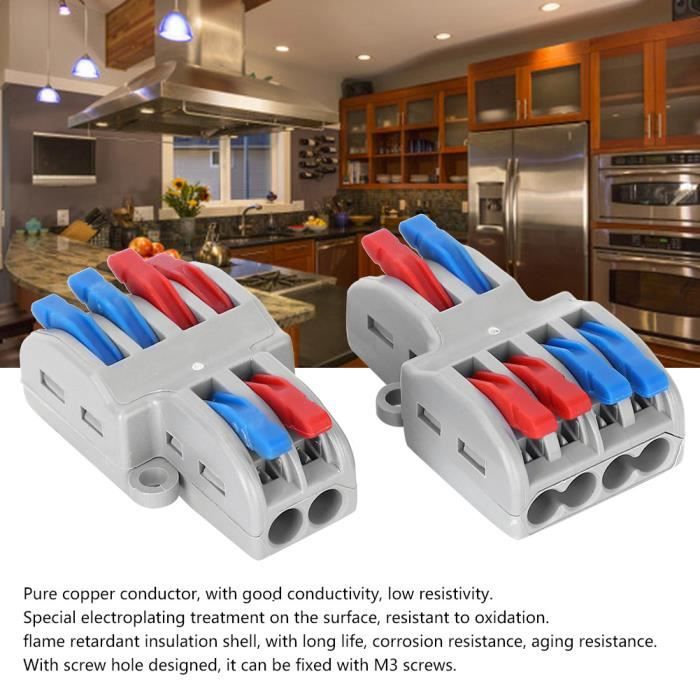 SUC-Connecteur rapide de fil 5 pièces connecteurs de cblage 2 en 4 sorties borniers éclairage ...