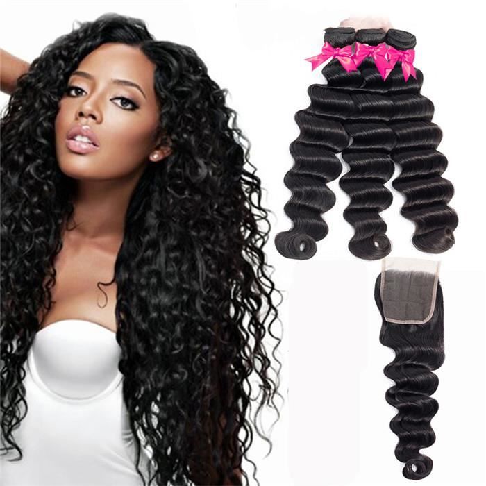 3 tissage bresilien avec closure lisse 100g-p cheveux naturel human ...
