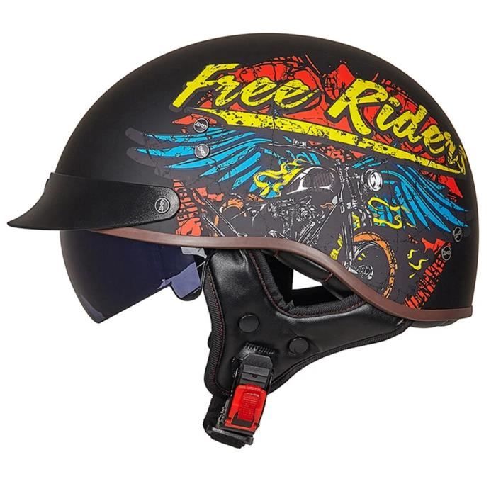GXT-Casque de Moto Rétro Quatre Saisons,Demi-Casque de Motocross ...