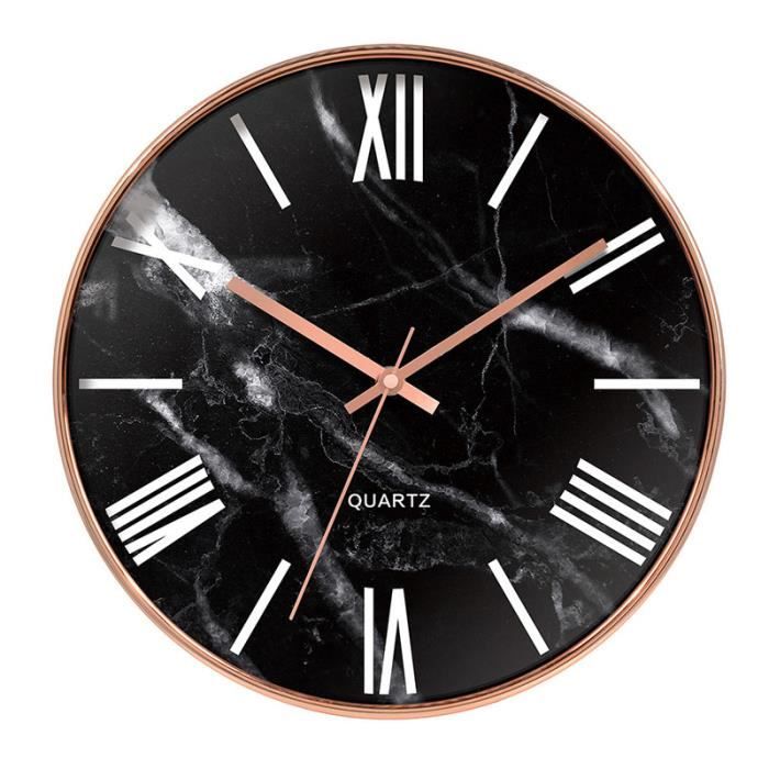 OEMG Horloge Murale Chiffres Romain Style Vintage en Miroir Noir ...