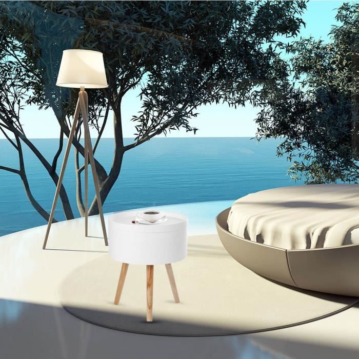 Table Basse Ronde Table d'appoint Table de Chevet Meuble Rangement Rond ...