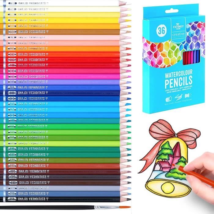 STATIONERY ISLAND crayons aquarellables - 36 Crayons De Couleur Pré ...