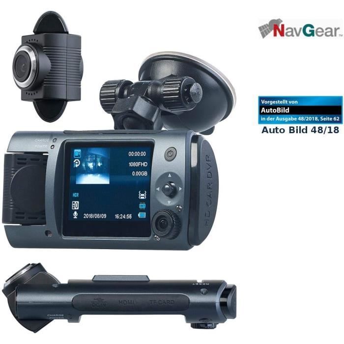 NavGear Caméra embarquée Full HD à 2 objectifs, Ultra-Grand Angle 150 ...