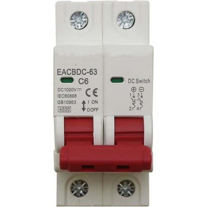 Disjoncteur 1000V Solaire Mini Disjoncteur Protection Contre Les Surcharges Interrupteur 6A-10A ...