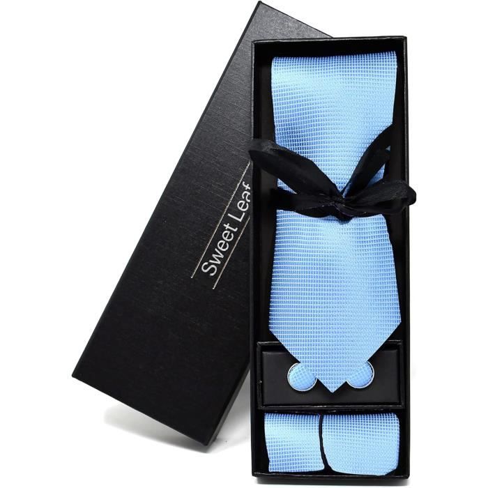 Coffret Ensemble Cravate Homme, Mouchoir De Poche, Boutons De Manchette ...