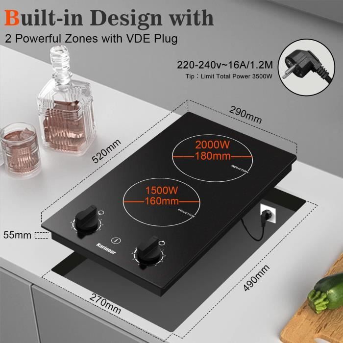 Plaque Induction 2 Feux Encatrable, Table De Cuisson Induction 2 Feux ...