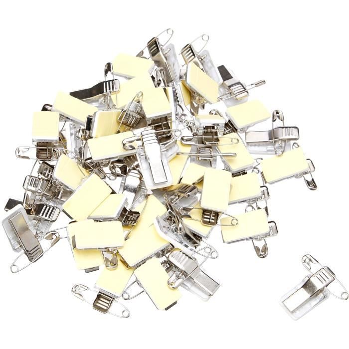 Pince Crocodile Auto-Adhésive Et Épingle Pour Porte-Badge (Lot De 50 ...