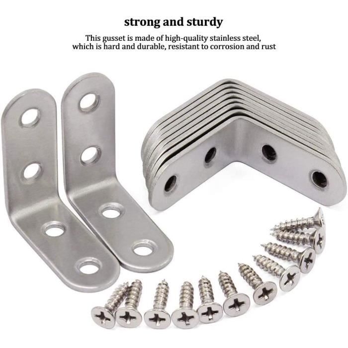 20 Pièces Equerre Fixation Angle Droit Support Inoxydable 90 Degré ...