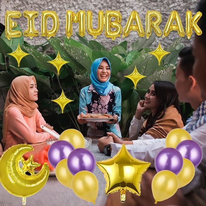 Décoration Eid Mubarak Ballons 2024 Or Aid Moubarak Deco Contient La ...