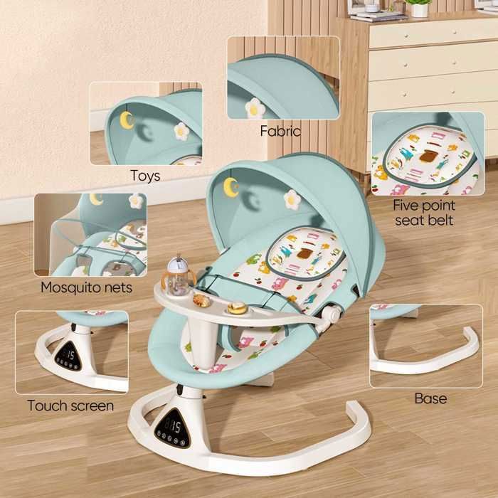 Balancelle Bebe Electrique, Charge Maximale15kg, Bluetooth, 5 Vitesses ...